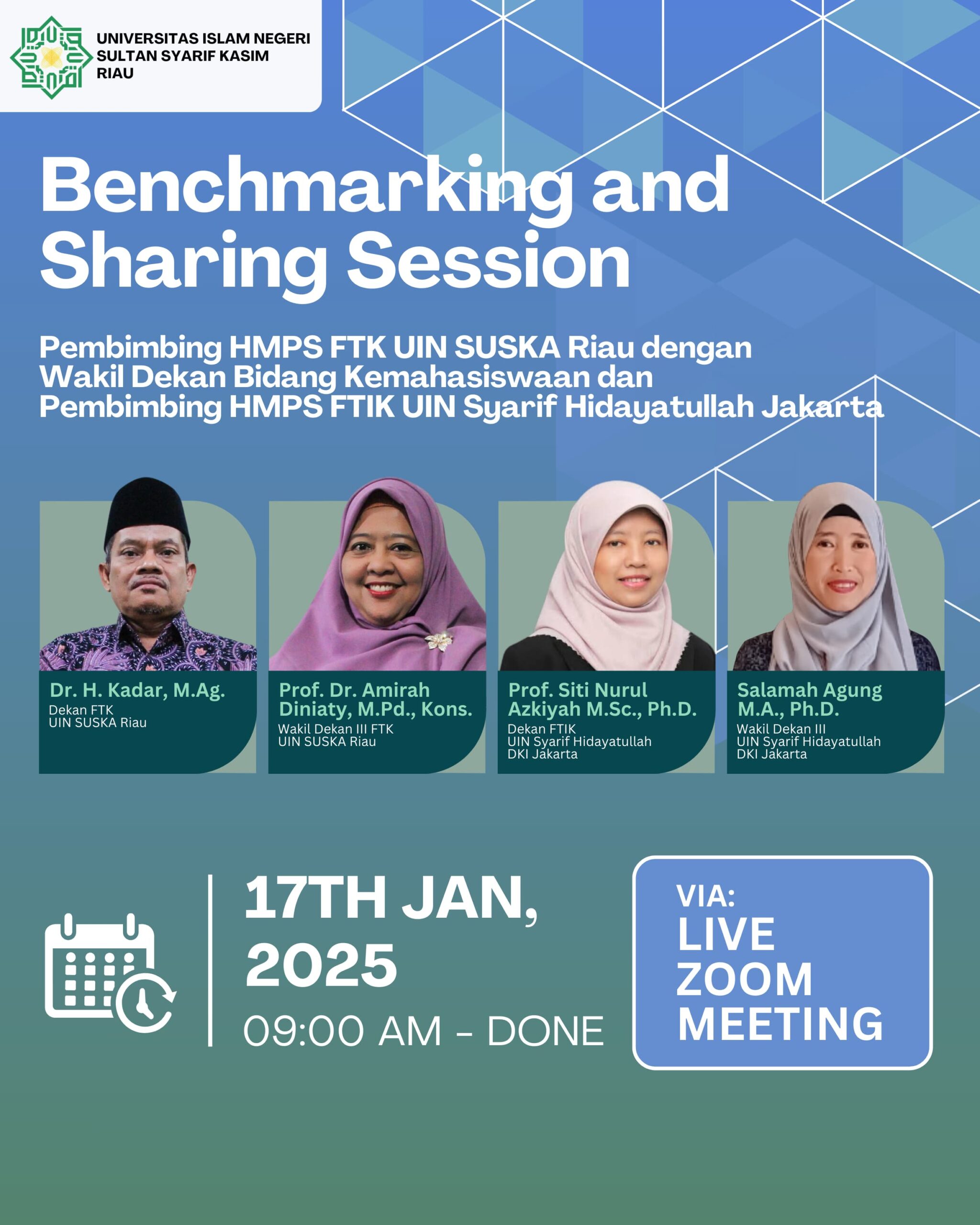 Pembimbing HMPS FTK laksanakan Benchmarking Virtual dan Sharing Session bersama FITK UIN Syarif ...